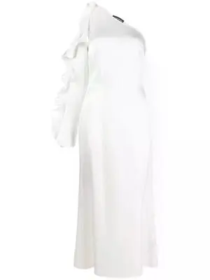 David Koma One-shoulder Ruffled Satin Dress - White