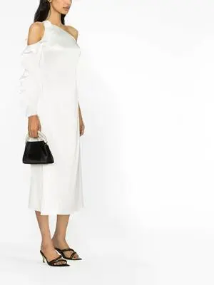 David Koma One-shoulder Ruffled Satin Dress - White