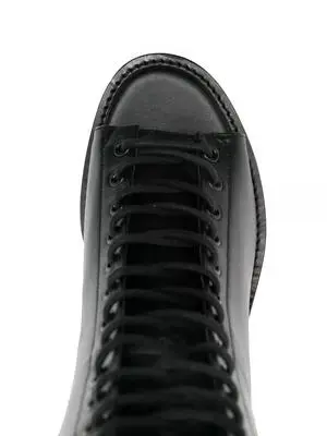 JUUN.J Open-toe Leather Lace-up Block Heel Boots