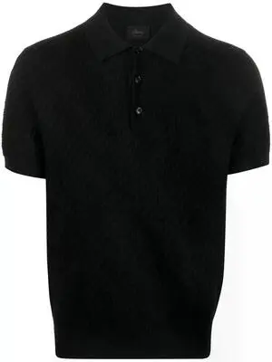 Brioni Waffle-knit Polo Shirt - Black