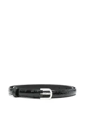 TOTEME Embossed Crocodile Effect Leather Belt - Black