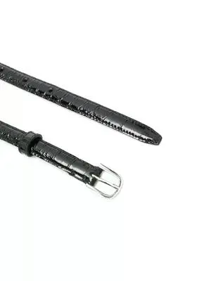 TOTEME Embossed Crocodile Effect Leather Belt - Black