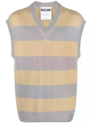 Moschino Logo-patch Striped Virgin-wool Vest