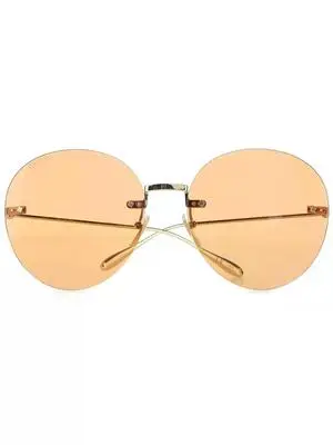 Gucci Round-frame Logo-charm Sunglasses - Gold