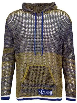 Marni Two-tone Knit Hoodie - Blue