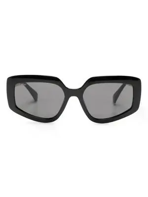 Max Mara Engraved-logo Square-frame Sunglasses - Black