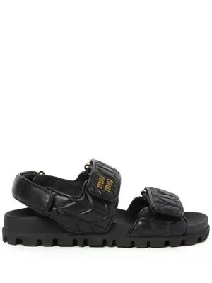 Miu Miu Quilted Leather Sandals - Black