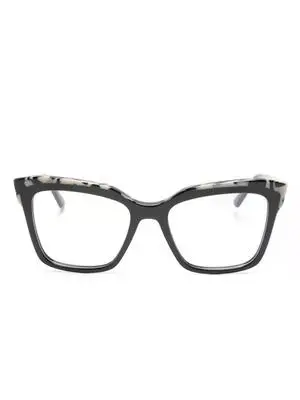 Karl Lagerfeld Marbled-pattern Square-frame Glasses - Black