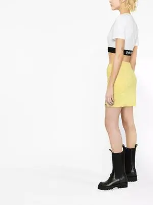 Palm Angels Distressed Cotton Mini Skirt With Logo Detail
