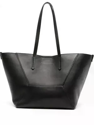 Brunello Cucinelli Logo-debossed Leather Tote Bag - Black