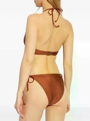 GANNI Metallic-threading Bikini Top