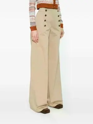 Etro Paneled Button Detail Trousers - Neutrals
