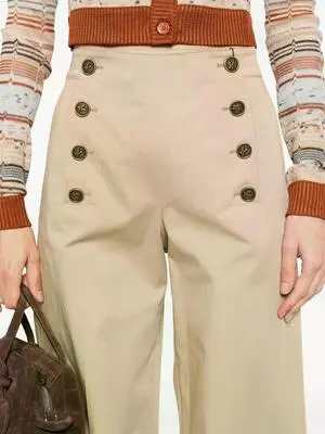 Etro Paneled Button Detail Trousers - Neutrals