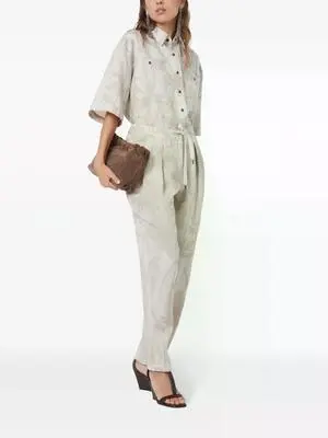 Brunello Cucinelli Leaf-print Linen Shirt