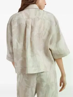 Brunello Cucinelli Leaf-print Linen Shirt