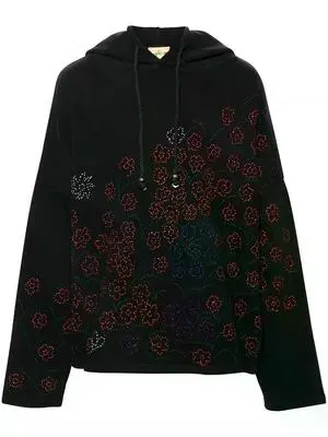 GLASS CYPRESS Floral-embroidered Hoodie