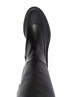 Santoni Ribbed Leather Knee-high Boots