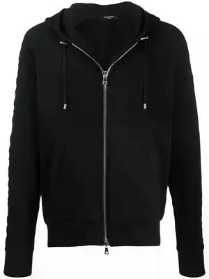 Balmain Embossed Logo-panel Zipped Hoodie