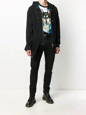 Balmain Embossed Logo-panel Zipped Hoodie