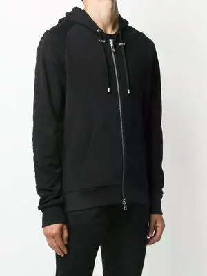 Balmain Embossed Logo-panel Zipped Hoodie
