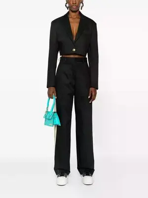 Palm Angels Cropped Twill Blazer - Black