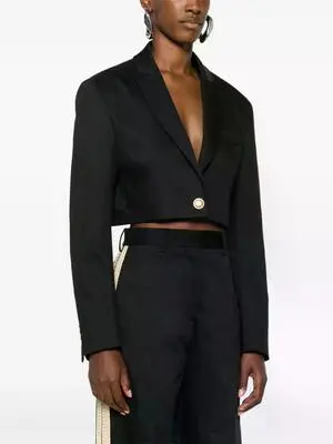 Palm Angels Cropped Twill Blazer - Black