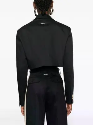 Palm Angels Cropped Twill Blazer - Black