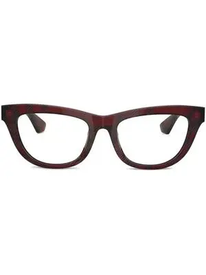 Burberry Check-pattern Cat-eye Glasses - Red