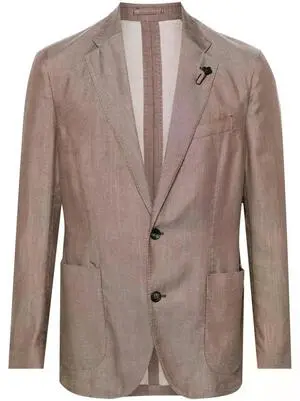 LARDINI Brooch-detail Single-breasted Blazer - Brown