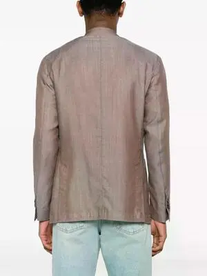 LARDINI Brooch-detail Single-breasted Blazer - Brown