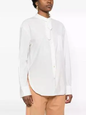 FORTE_FORTE Pussy-bow Cotton Shirt - White