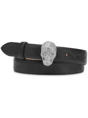 Philipp Plein Skull Leather Belt - Black
