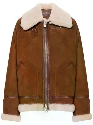 Ermanno Scervino Suede Jacket With Shearling Details - Brown