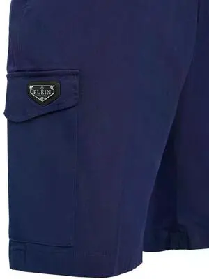 Philipp Plein Logo Plaque Cargo Shorts - Blue