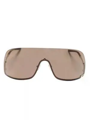 Gucci Square-g Motif Shield-frame Sunglasses - Gold