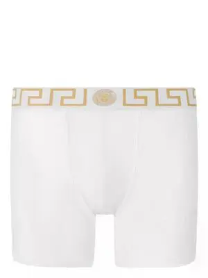 Versace Cotton-jersey Long Trunks - White