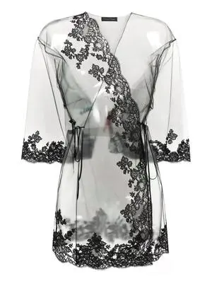 Carine Gilson Lace-detail Tulle Robe - Black