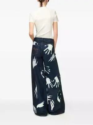 AREA Hand-print Wide-leg Jeans