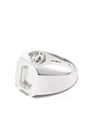 Shay 18k White Gold Champion Initial Ring - Silver