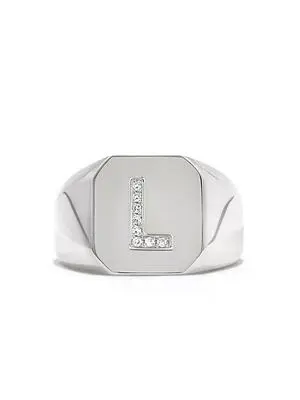 Shay 18k White Gold Champion Initial Ring