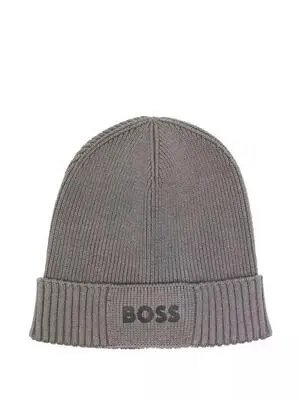 BOSS Beanie With Logo Patch - Grey