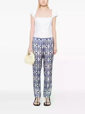 Lorena Antoniazzi Graphic-print Silk Trousers - Blue