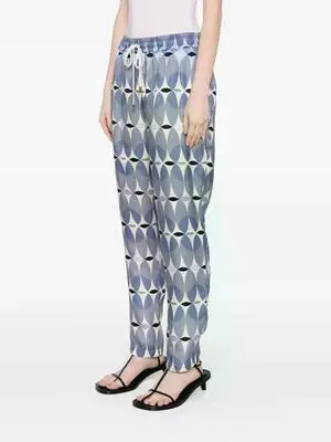 Lorena Antoniazzi Graphic-print Silk Trousers - Blue