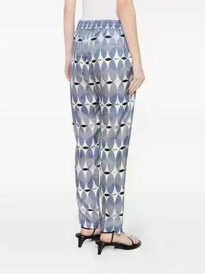 Lorena Antoniazzi Graphic-print Silk Trousers - Blue