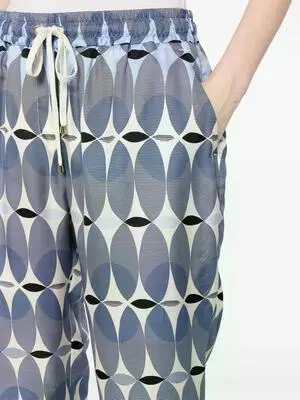 Lorena Antoniazzi Graphic-print Silk Trousers - Blue