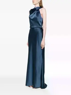Amsale Asymmetric Draped Satin Gown
