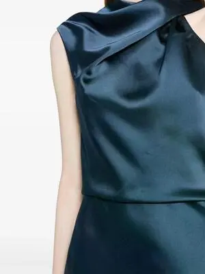 Amsale Asymmetric Draped Satin Gown
