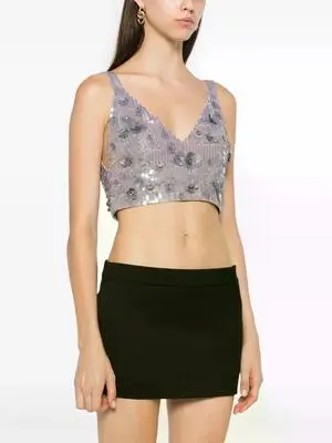 P.a.r.o.s.h Sequin Embellished Cropped Top - Grey