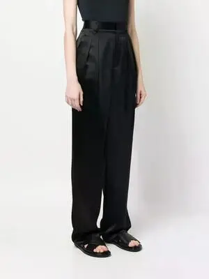 NILI LOTAN Satin Silk Pleated Trousers