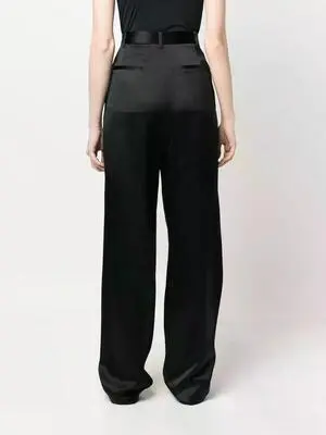 NILI LOTAN Satin Silk Pleated Trousers